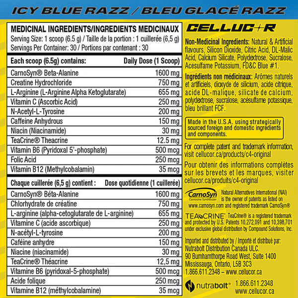 Cellucor C4 Pre Workout 60 serv. – NUTRIZONE.CA